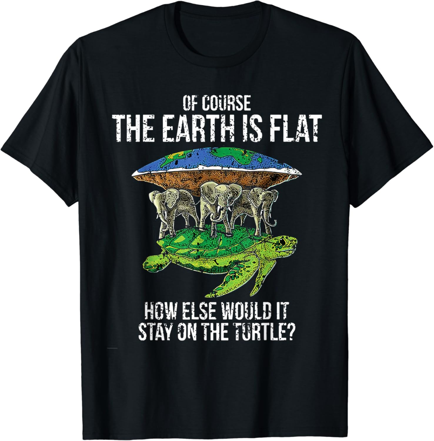Planet Erde Schildkröte Elephant Turtle Society Flat Earth T-Shirt : Amazon.de: Fashion